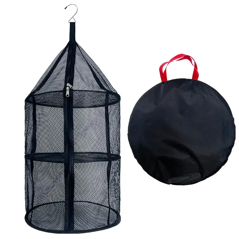 Herb Drying Rack 3 Layer Mesh Hanging Drying Net Foldable Black Flat ...