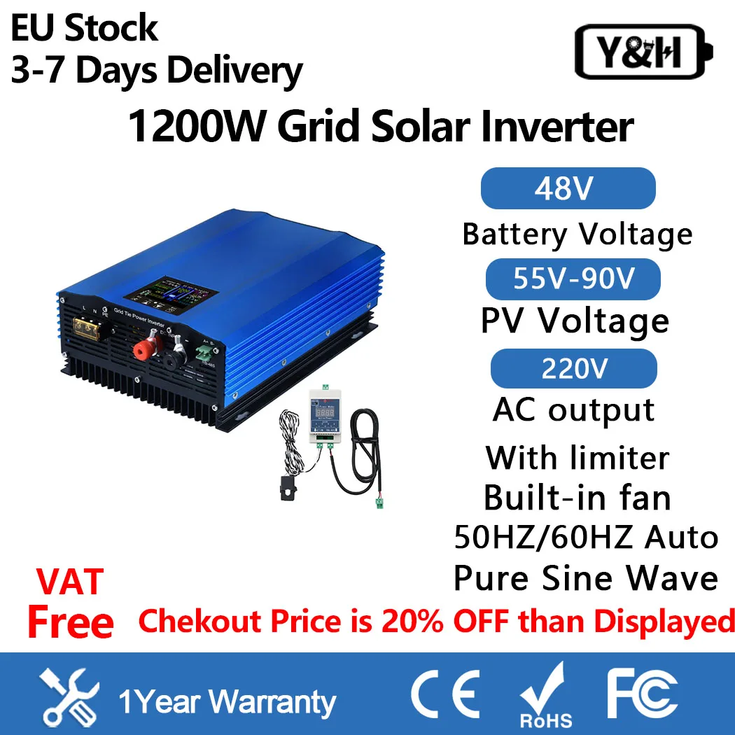 Y-H-MPPT-1200W-Grid-Solar-Inverter-with-limiter-LCD-Display-PV-DC-55 ...