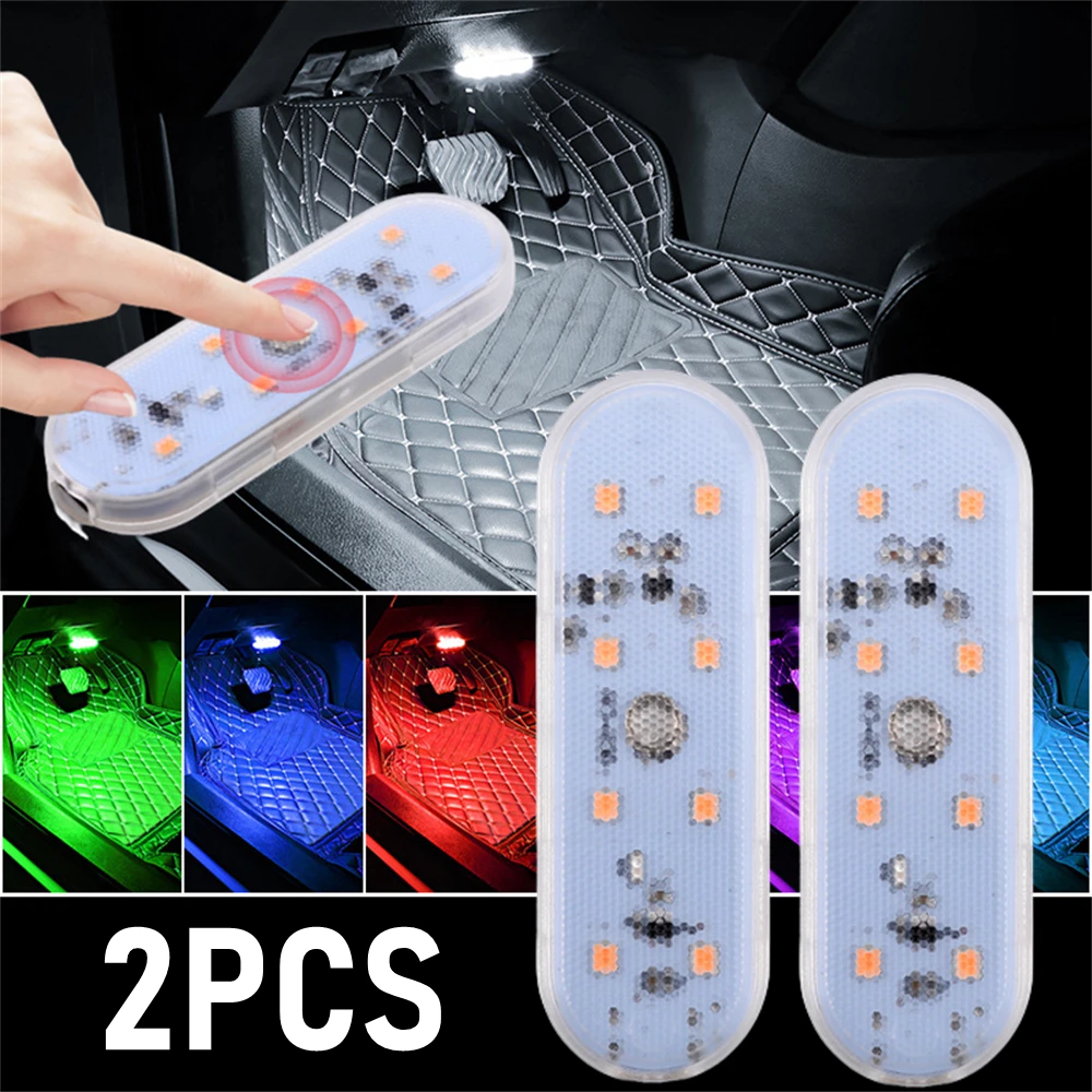 2PCS Magnetic Wireless Lamp Car Interior Lighting USB LED Light Car ...