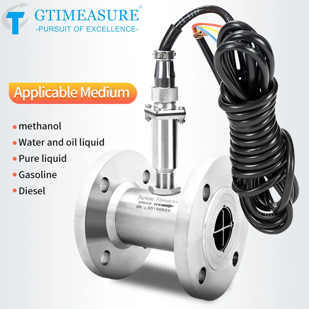 DN50 DN65 DN80 DN100 Liquid Turbine Flowmeter Flange Connection Water ...