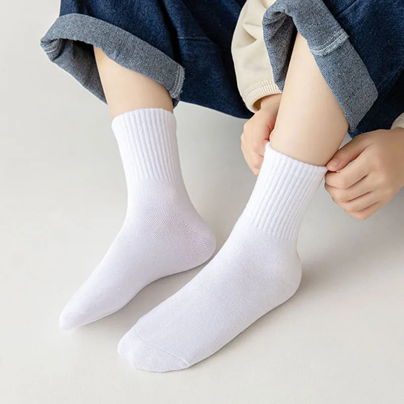 5-Pairs-Kids-Socks-Cotton-Breathable-Comfy-For-Boys-Girls-White-Black ...