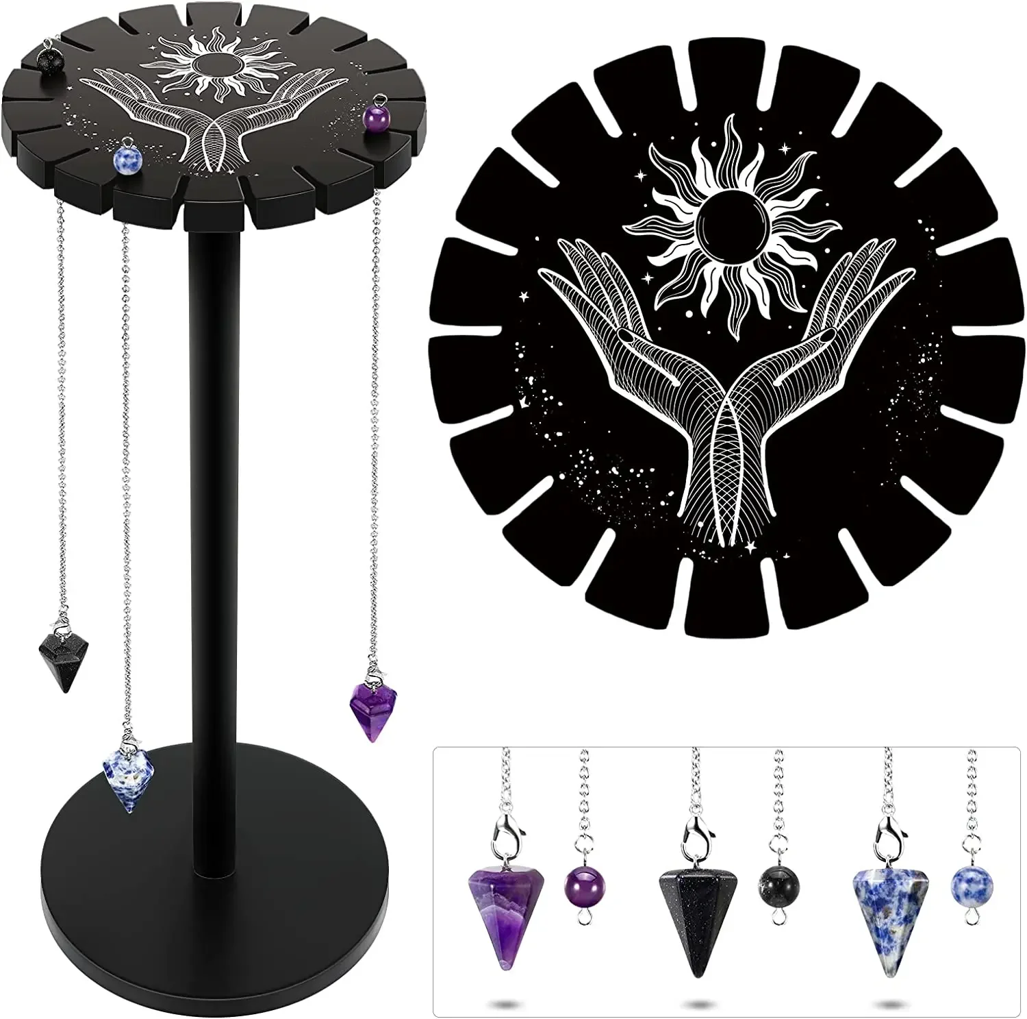 Crystal Display Shelf Pendulum Display Stand with Hand Moon Witch Stuff ...