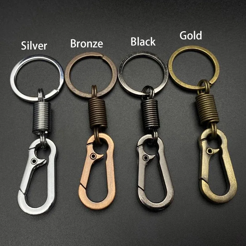 Simple-Strong-Carabiner-Shape-Keychain-Metal-Vintage-Keyring-Spring ...