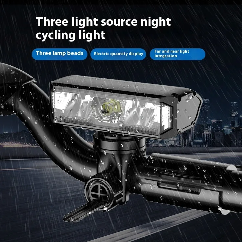 Bike Light Headlight Bicycle Flashlight Power Display Rechargeable ...