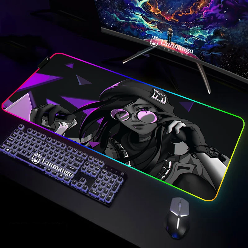 Rgb Gaming Mouse Pad Keyboard Mat Valorant Pc Mats Backlight Laptops ...