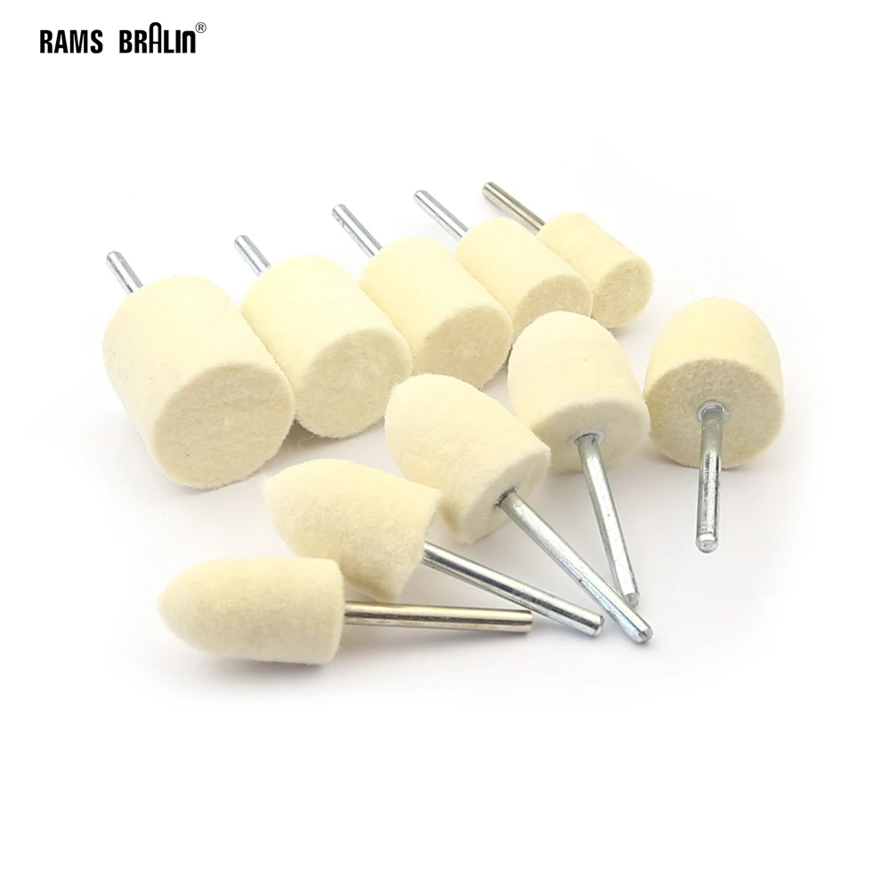 10 pcs OD 12-20mm Wool Felt Bobs 3mm Shaft Mounted Point Metal Plastic ...