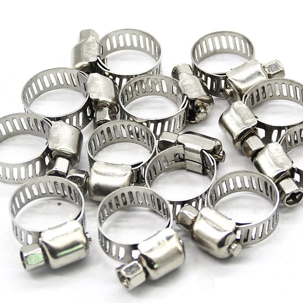 10Pcs 3/8"-5/8" Adjustable Stainless Steel Drive Hose Clamps Fuel Line ...