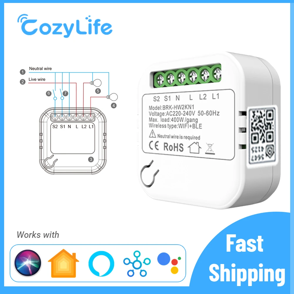 2 Gang Mini Smart Switch Module,Support Apple HomeKit Siri Alexa,WiFi ...