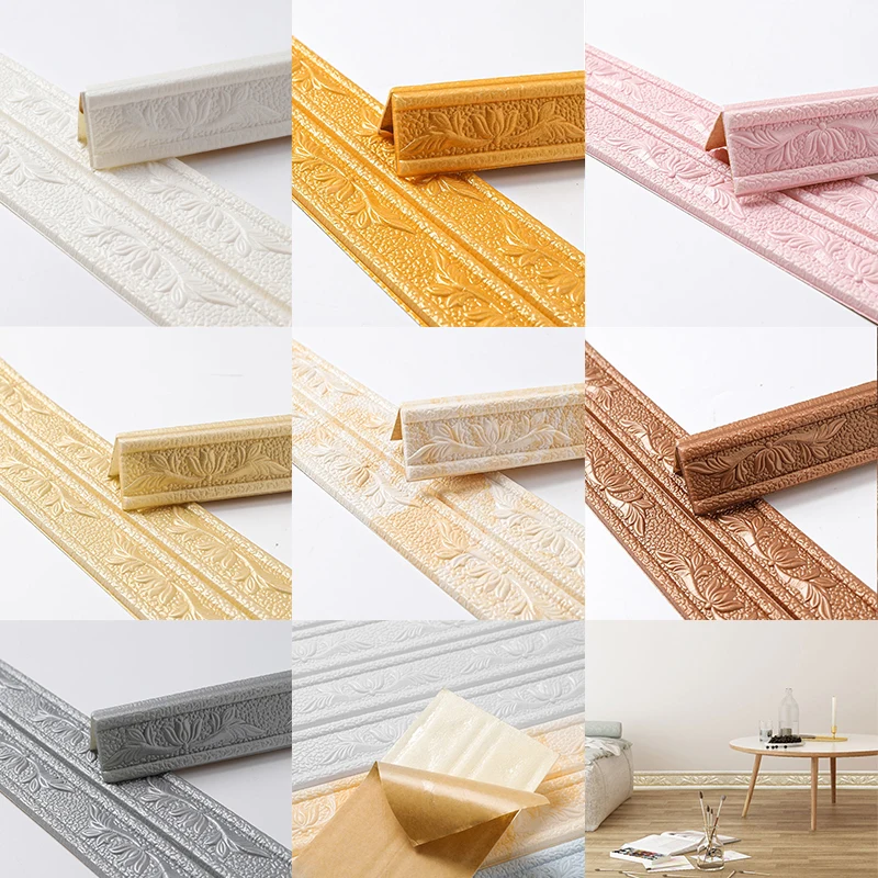 3D-Pattern-Foam-Sticker-Self-Adhesive-Wall-Trim-Line-Skirting-Border ...