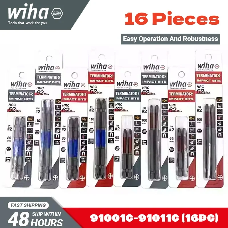 Wiha 2PC 16PC Screwdriver Bit Kit 1/4 Inch Hexagonal Shank Anti Slip ...