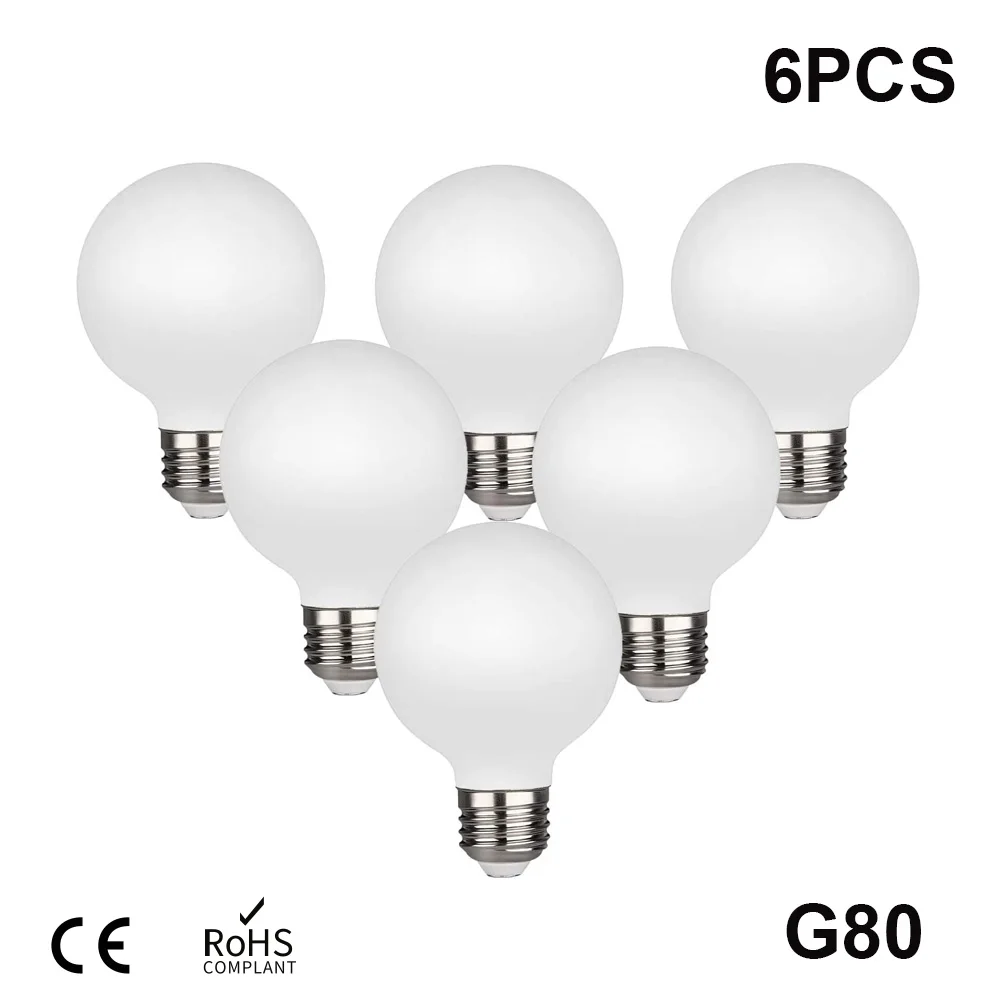 Edison LED Light Bulb E27 5W G80 Frosted Glass Bulb 85V-265V Globe Ball ...