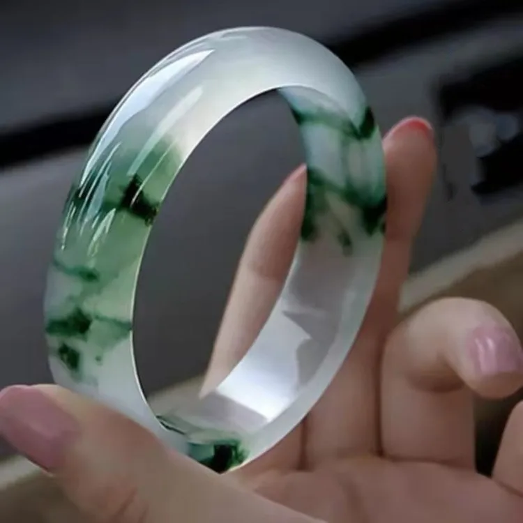 Myanmar-Jadeite-Ice-Floating-Jade-Bracelet-Natural-Stone-Bangles-Women ...
