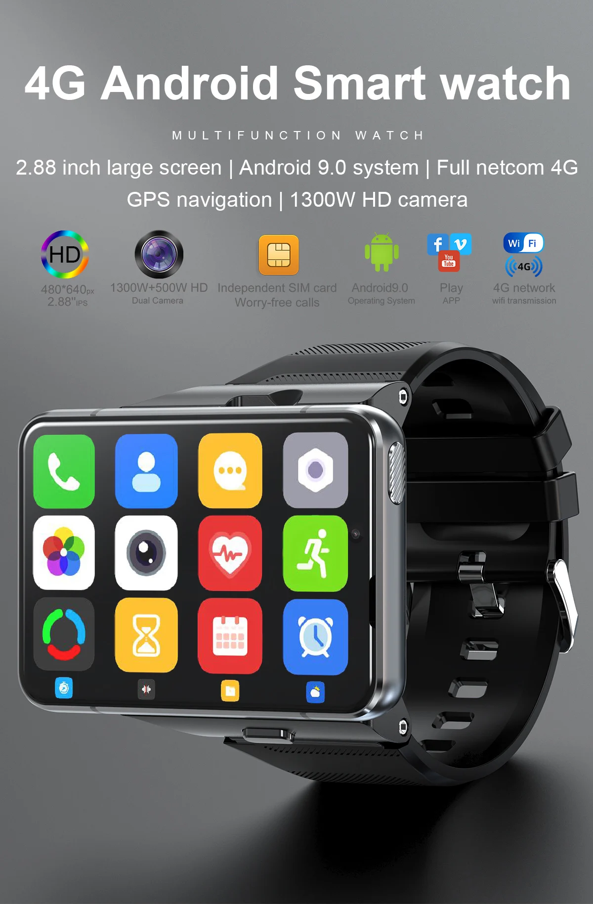 S999 4G Smart Watch Men MTK6761 Quad Core 4GB Ram 64GB Rom Android 9 ...