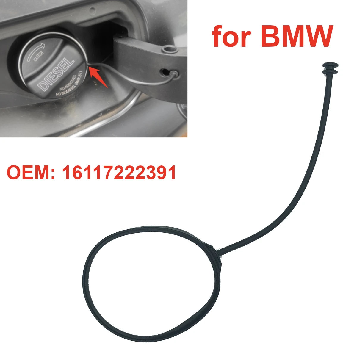 Fuel Oil Tank Cover Cable Sling Gas Cap Rope Line 16117222391 For Bmw ...