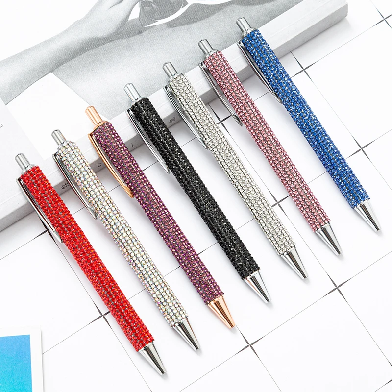 Press-Metal-Ballpoint-Pens-Diamond-Multi-color-Gift-Pen-Creative-Office ...