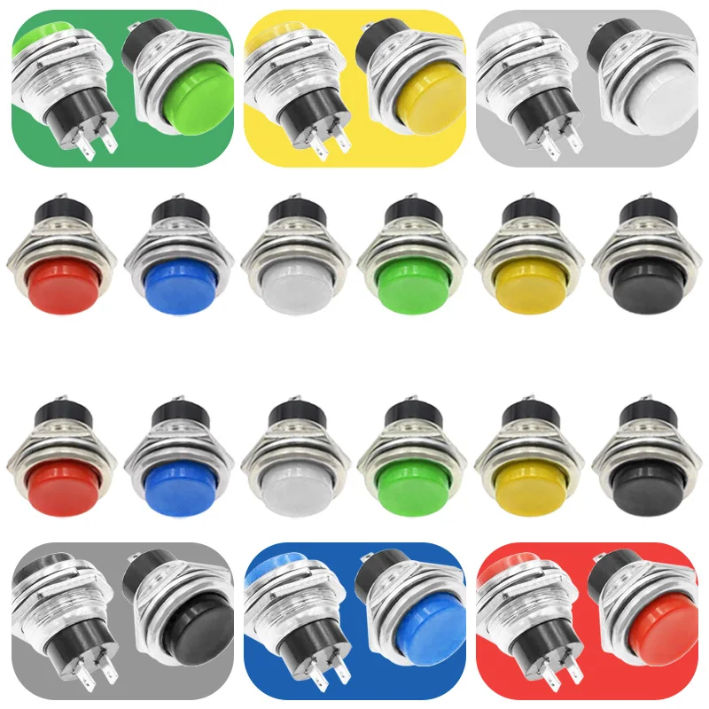 5Pcs 16mm Push Button Switch DS-212 Round Power Switch Start Compound ...