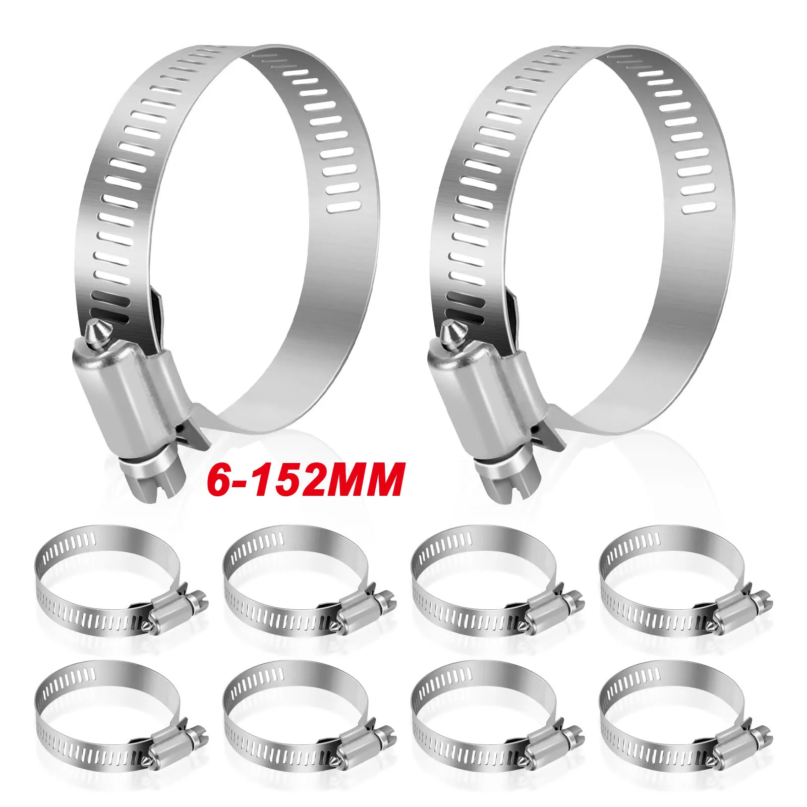 10-20PCS-Stainless-Steel-Hose-Clamp-Adjustable-6-to-152mm-Worm-Gear ...
