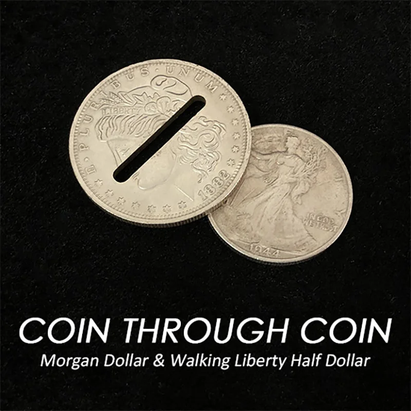 Coin through Coin Magic Tricks Morgan Dollar & Walking Liberty Half ...
