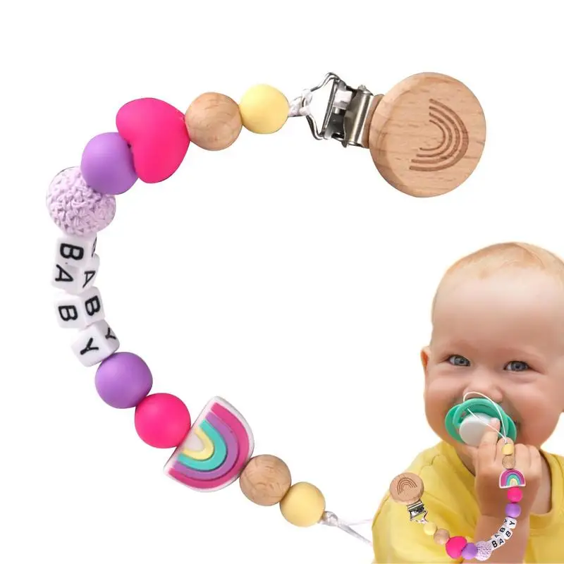 Pacifier-Clip-Rainbow-Paci-Chain-With-Beads-Silicone-Pacifier-Clips ...