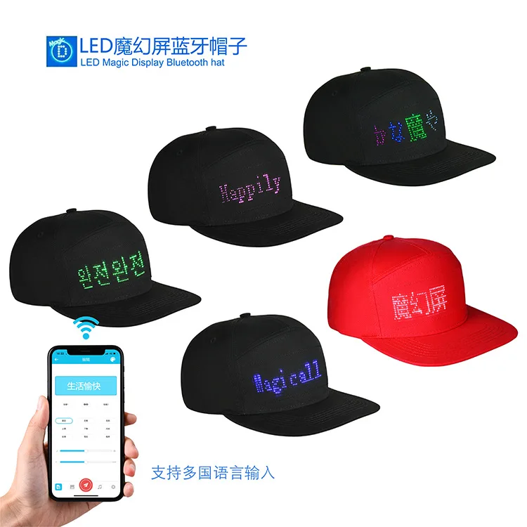 12-48-LED-Display-Cap-APP-Bluetooth-Programmable-Text-Group-Building ...