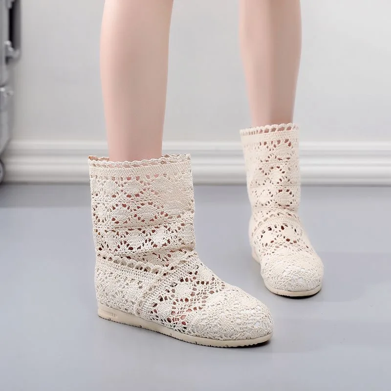 Summer-Shoes-Breathable-Mesh-Summer-Boots-Women-Flat-Heel-Ankle-Botas ...