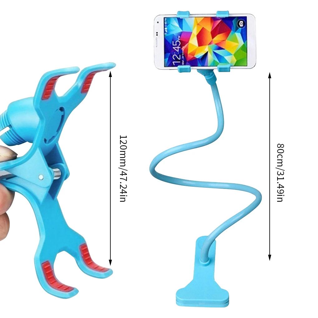 Phone Bracket Flexible Cellphone Holder Long Arm Clamp 2 Clip Heads ...