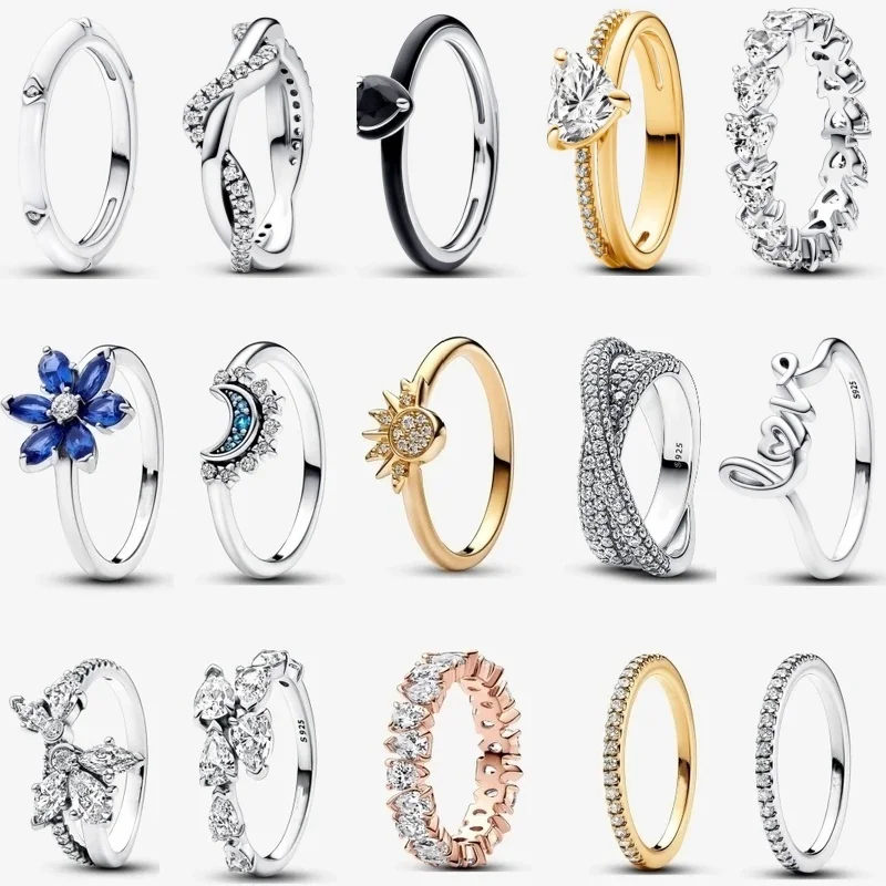 2024-NEW-925-Sterling-Silver-Sparkling-Ring-Blue-Herbarium-Cluster ...