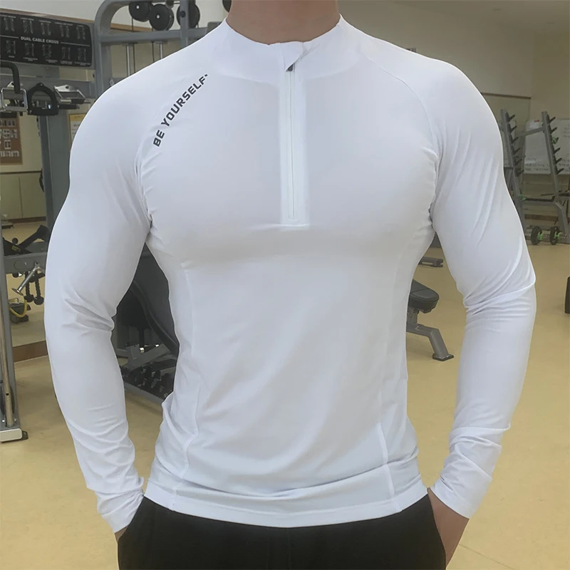 Autumn winter Long Sleeve Men Running Fitness T shirt breathable Quick ...