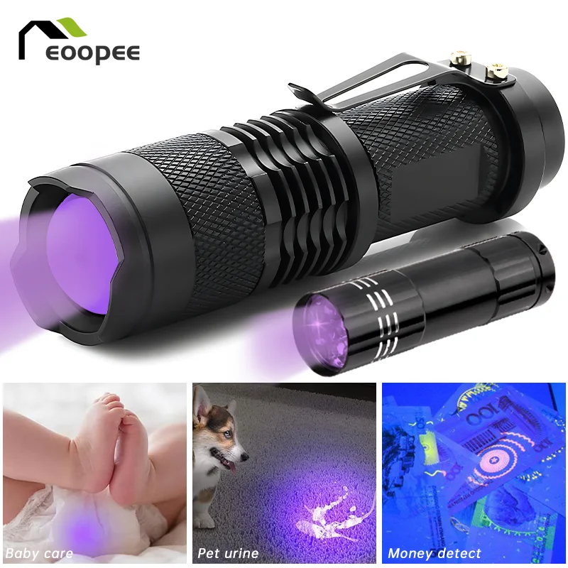 395-365nm-Portable-Ultraviolet-Flashlight-Pet-Urine-Stain-Detector-Tools-Ultraviolet-Light-for ...