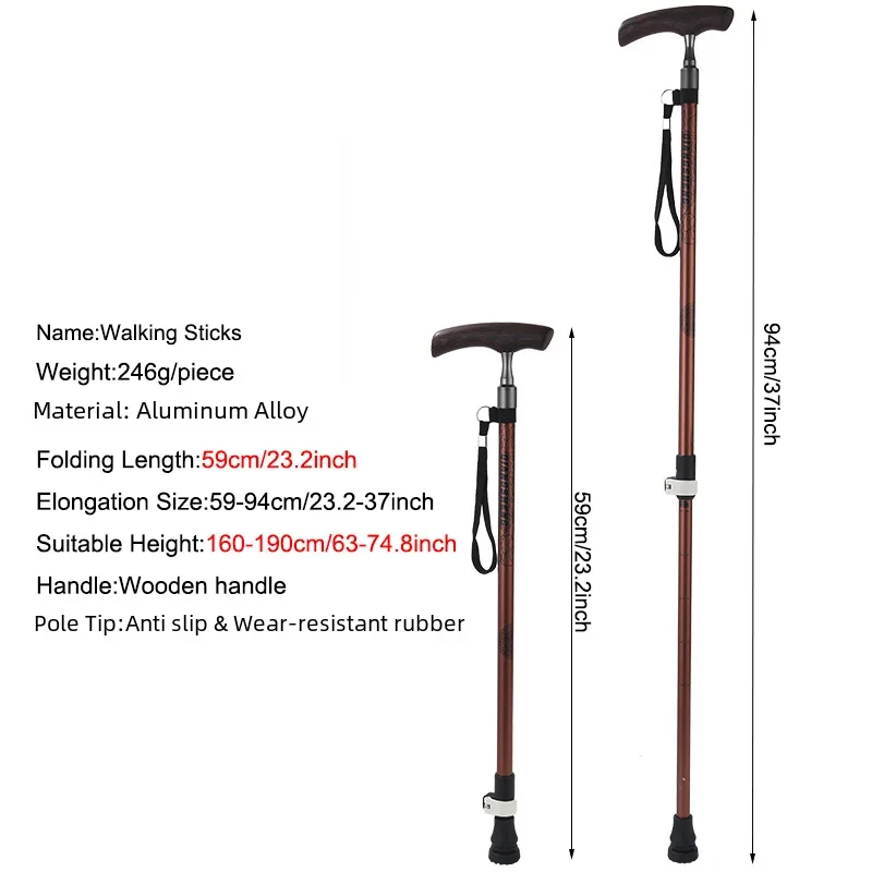 Wooden-T-Handle-Walking-Sticks-Cane-Trekking-Ultralight-Nordic-Walking ...