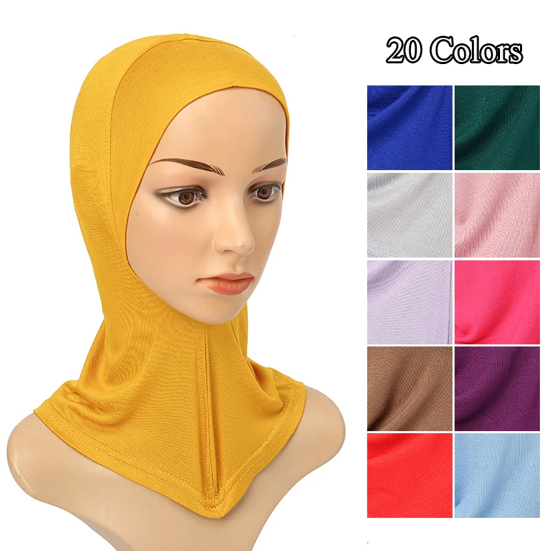 Women Muslim Underscarf Head Cover Modal Cotton Bottoming Cap Solid ...