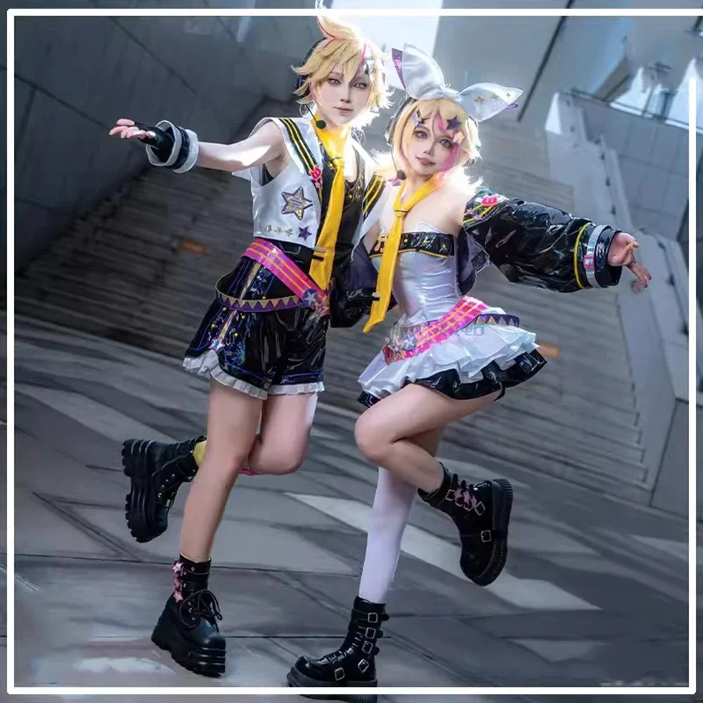Anime Game Muse Dash Rin Len Cosplay Costume Adult Unisex Virtual Singer Uniform Full Set Jk