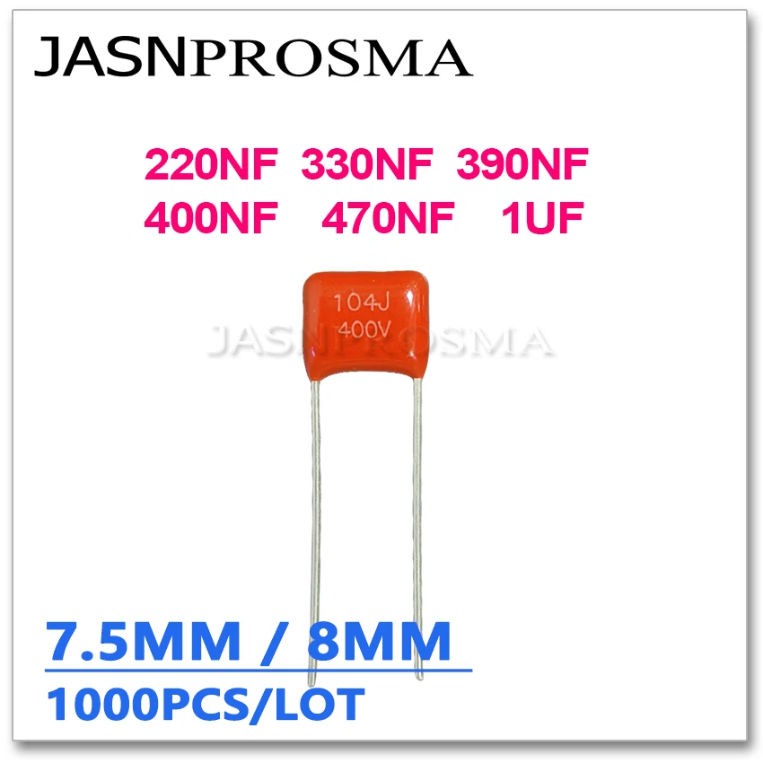 JASNPROSMA-CBB-capacitor-pitch-7-5MM-8MM-100V-250V-400V-1000PCS-220NF ...