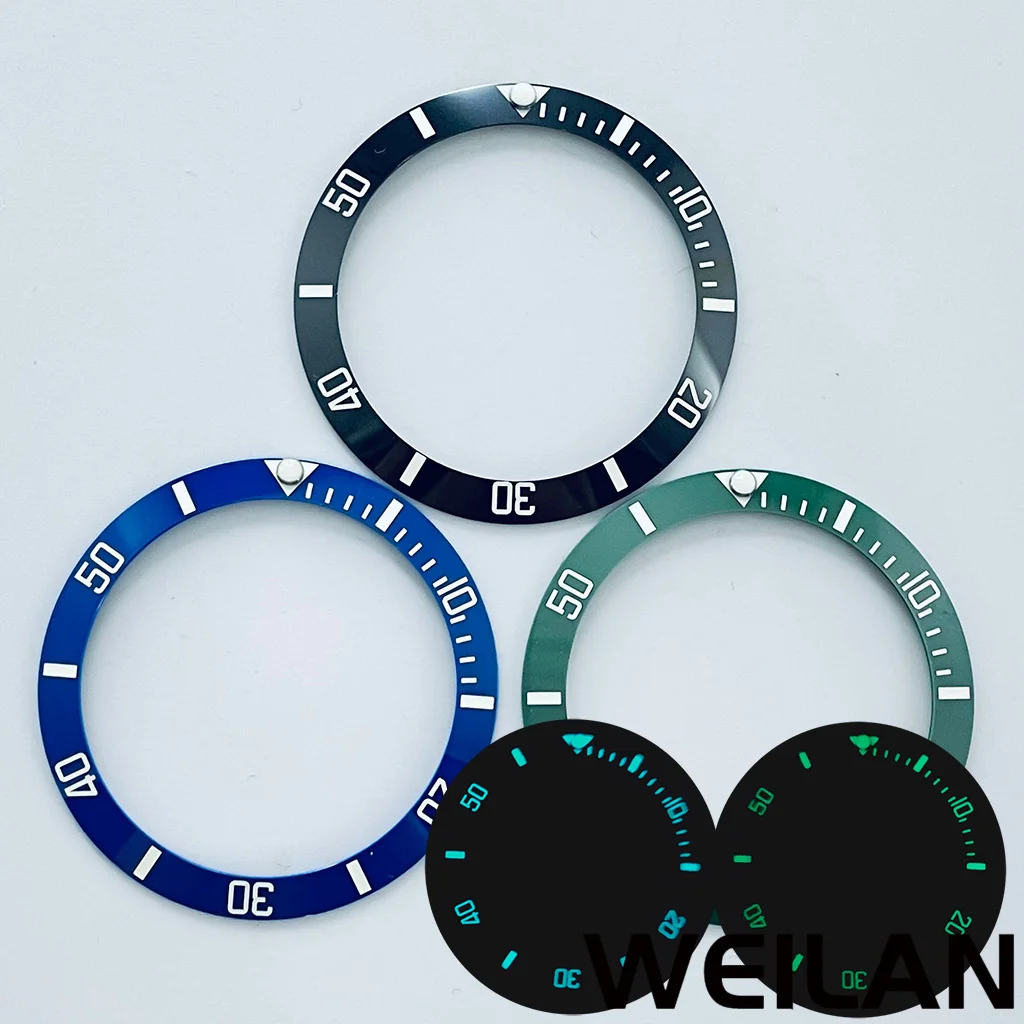 38mm Blue Green Color Ceramic Luminous Bezel GMT Diver Style 40mm Case ...