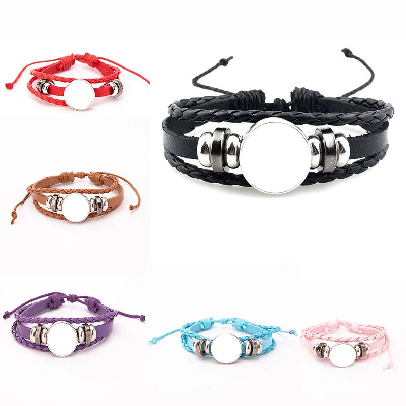 Sublimation Woven Leather Rope Bracelet Casual Jewelry Bracelets DIY ...