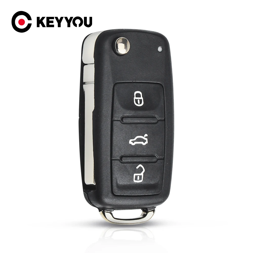 KEYYOU Replacement Folding Car Key Shell Case Fob For VW Volkswagen ...
