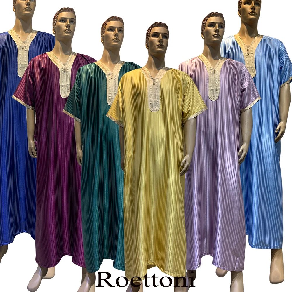 Shiny-Stripe-1Piece-Jubba-Thobe-For-Men-Kaftan-Pakistan-Muslim-Saudi ...