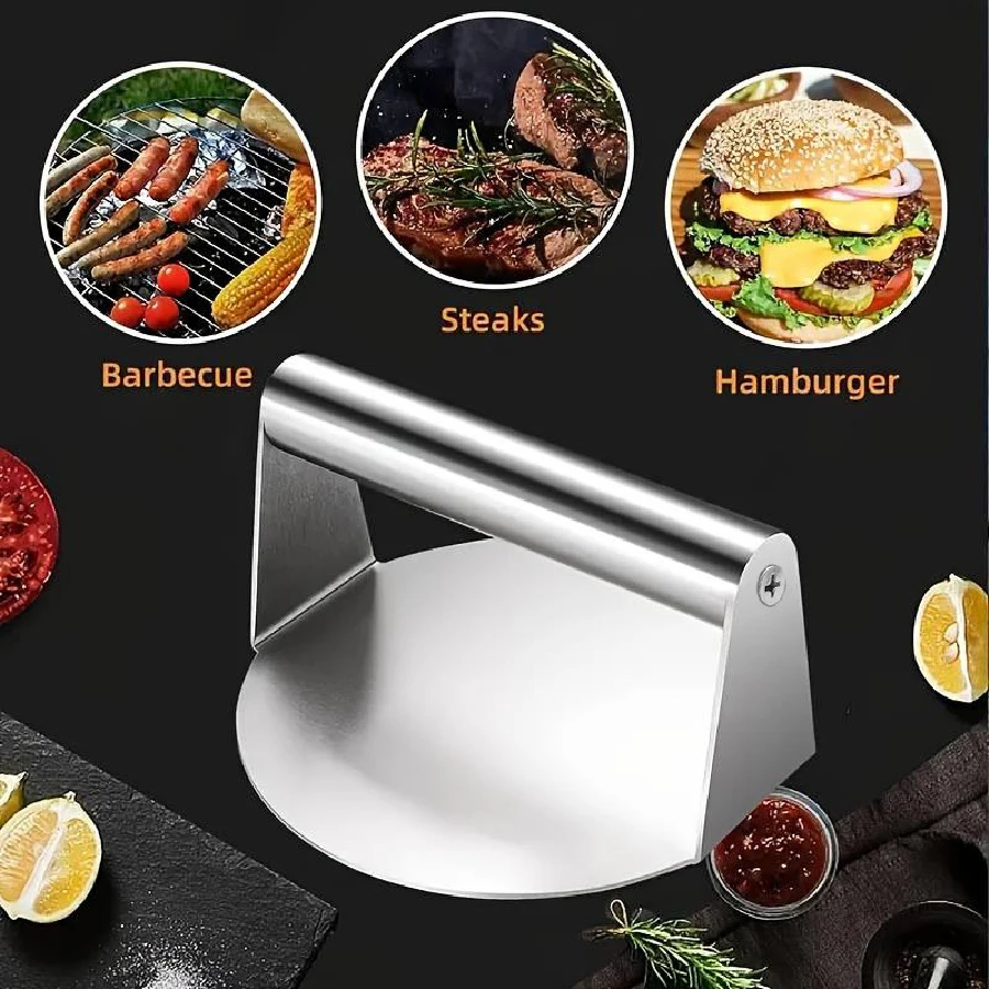 Stainless Steel Smash Burger Press Hamburger Patties Meat Masher ...
