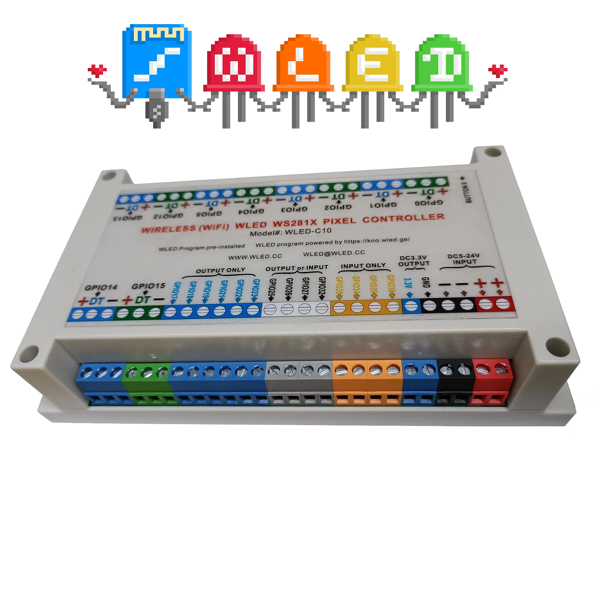 Wireless-WiFi-WLED-Pixels-Controller-with-10-Strips-Ports-WS2811-2812B ...