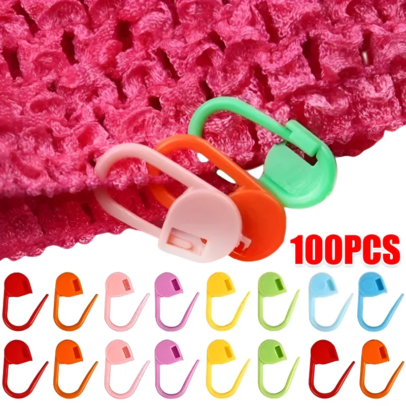 50/100Pcs Colorful Plastic Safety Pins Knitting Markers Crochet Clips ...