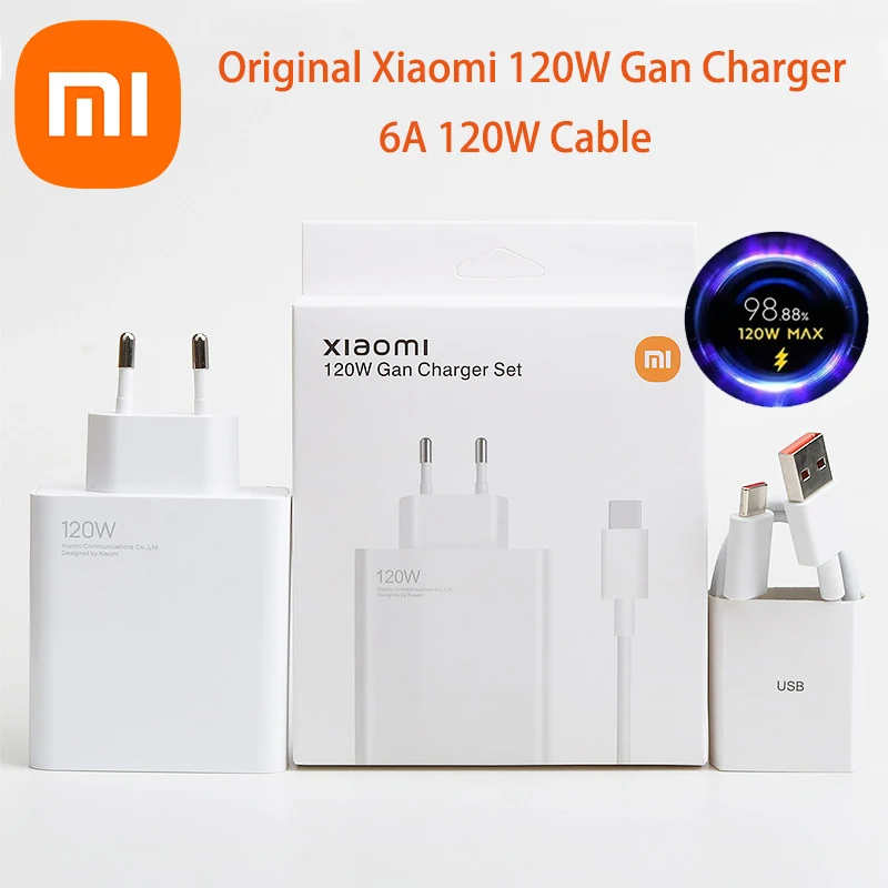 המקורי xiaomi 120w מטען מהיר eu g מתאם gan עבור redmi 11 12 13t + 5g מייל 13 כבל