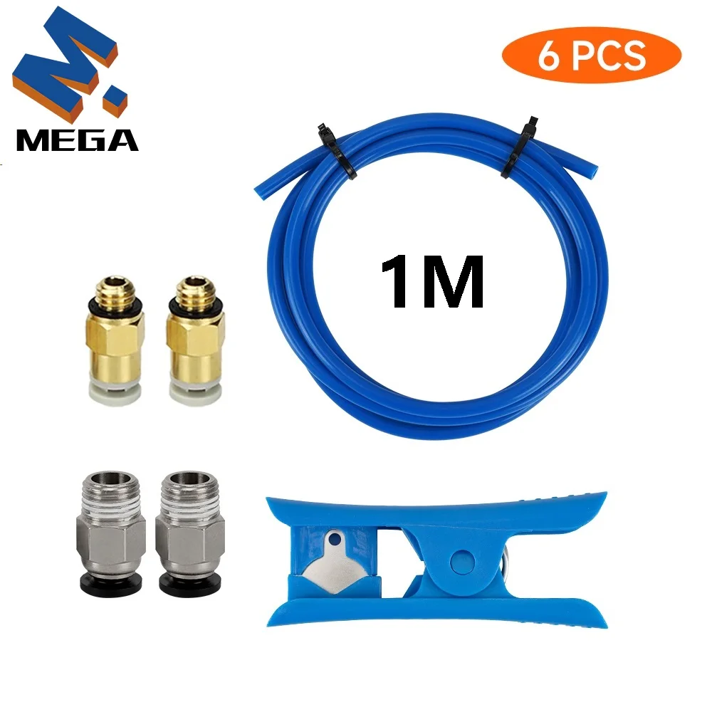 MEGA-6pcs-set-1M-PTFE-Tube-2-4mm-PC4-01-PC4-M6-Pneumatic-Connector-3D ...