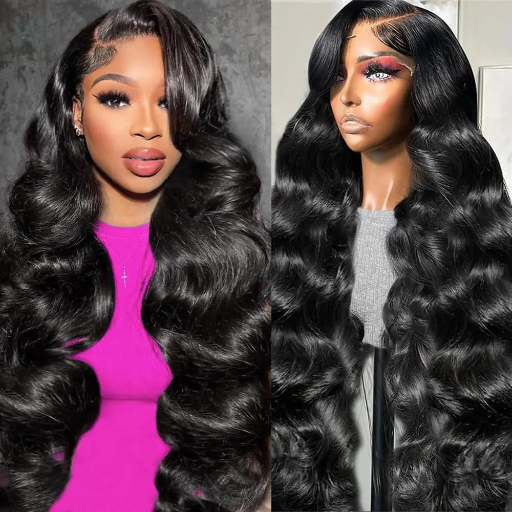 28 Inch Body Wave Lace Front Wigs Human Hair Pre Plucked 13x4 HD Lace ...