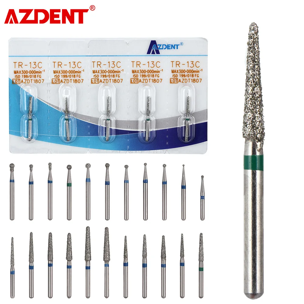 AZDENT-5pcs-Pack-Dental-Diamond-Burs-Drill-for-High-Speed-Handpiece-FG ...