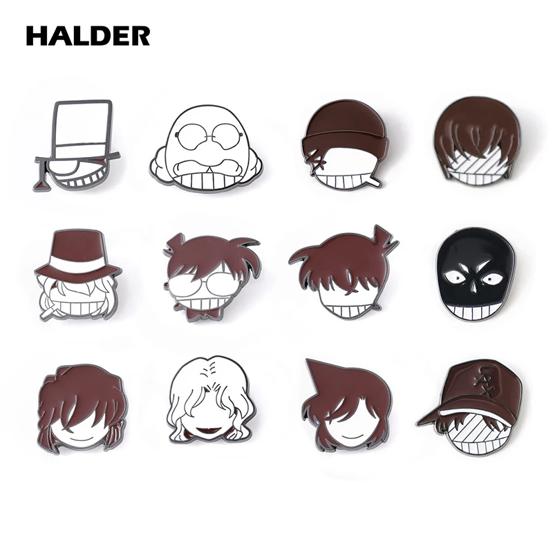 HALDER-Detective-Conan-Enamel-Pin-Anime-Kudou-Shinichi-Mouri-Ran-Brooch ...
