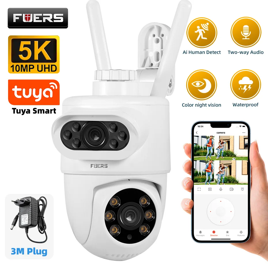 FUERS-5K-10MP-Dual-Lens-IP-Camera-Tuya-Smart-Outdoor-Home-Security-Auto ...