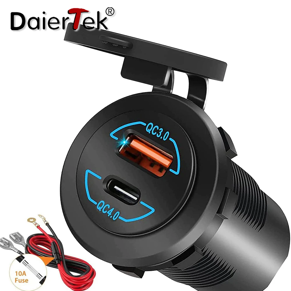 DaierTek-12V-24V-USB-Outlet-Car-Power-Outlet-Socket-Quick-Charge-4-0-PD ...