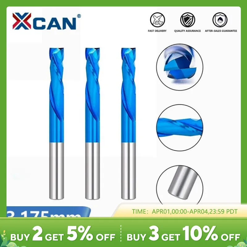 XCAN-End-Mill-3-175mm-Shank-Compression-Milling-Cutter-2-Flute-CNC ...