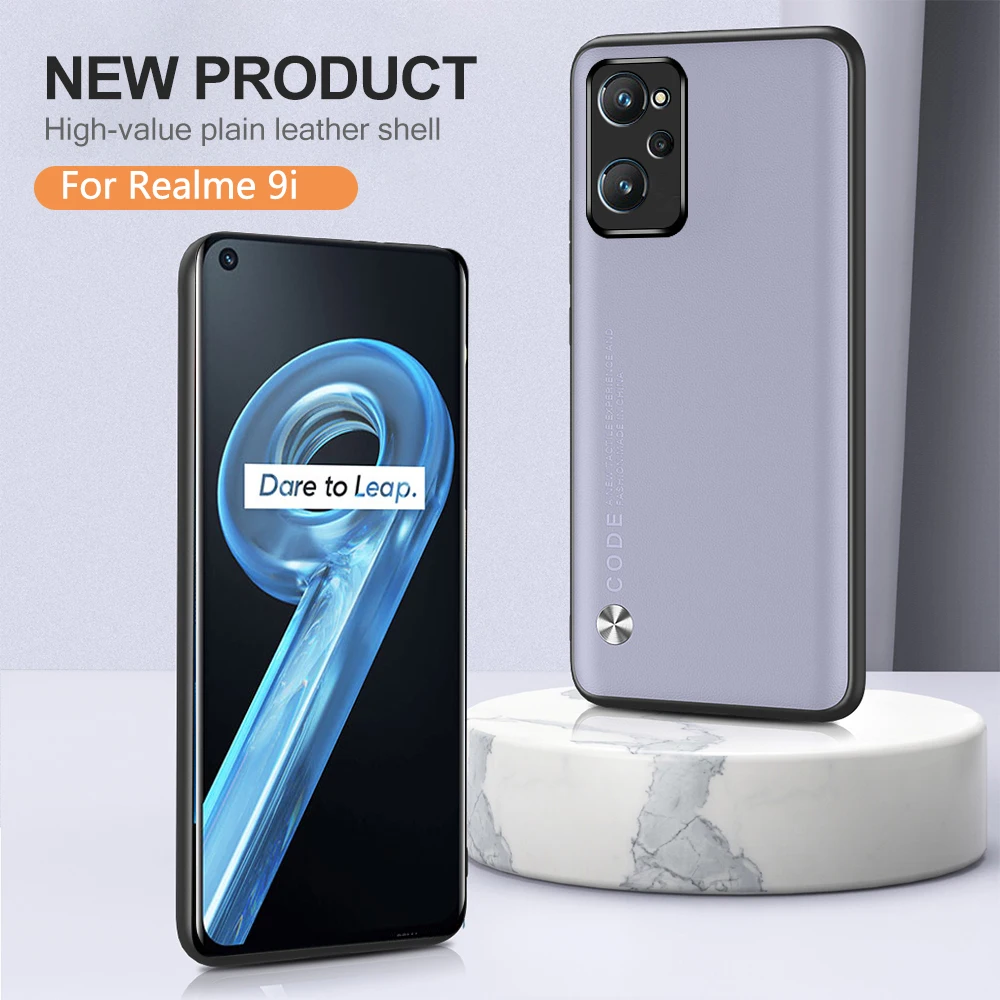 For Realme 9i 6.6'' Plain Leather Protective Cases Oppo Realmi 9i 9 i ...
