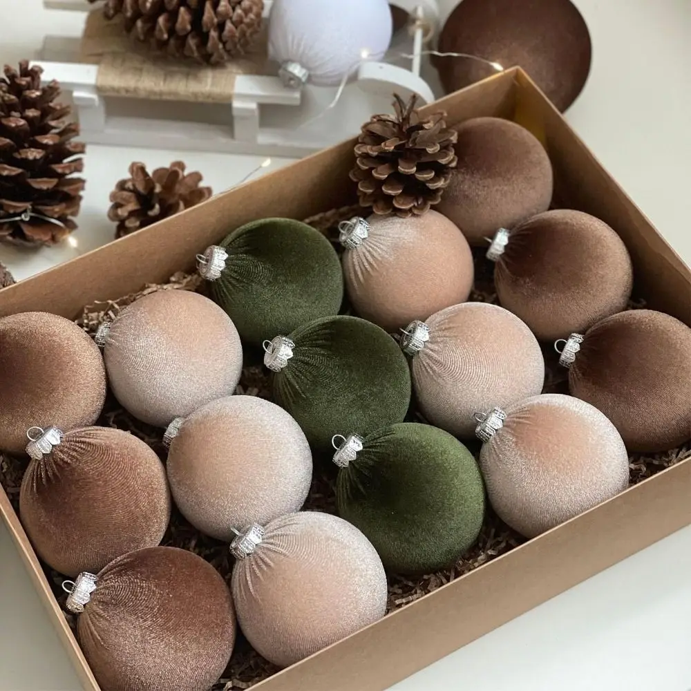 15Pcs-Colorful-Velvet-Christmas-Balls-Pendant-Plastic-Christmas-Tree ...